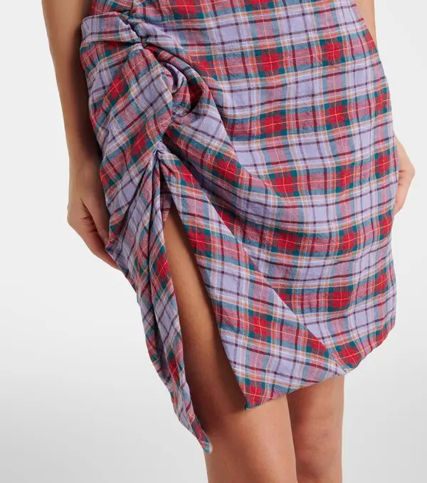 VIVIENNE WESTWOOD Panther Gathered Linen Miniskirt - Multicoloured