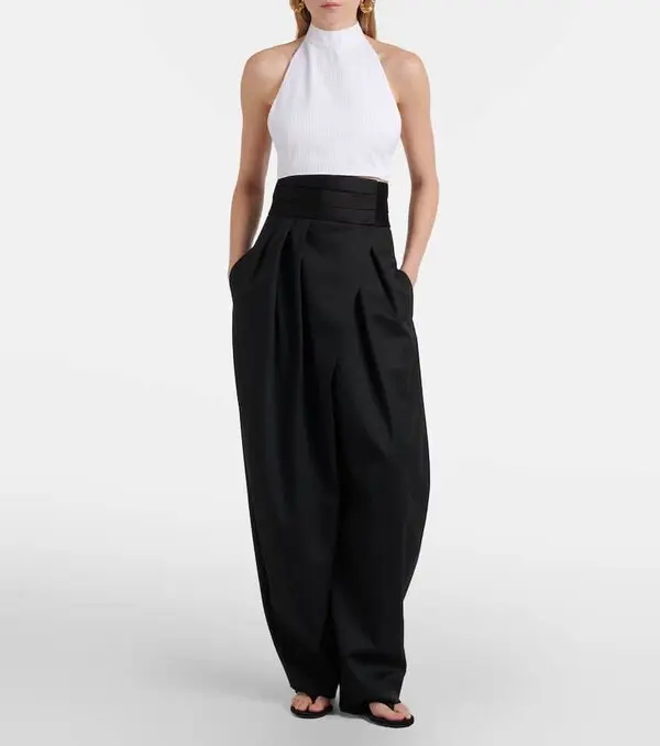 Alaïa Wool Wide-leg Pants - Black