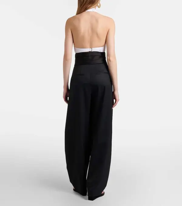 Alaïa Wool Wide-leg Pants - Black