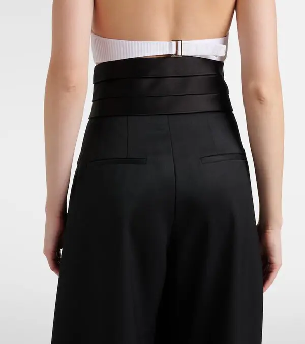Alaïa Wool Wide-leg Pants - Black