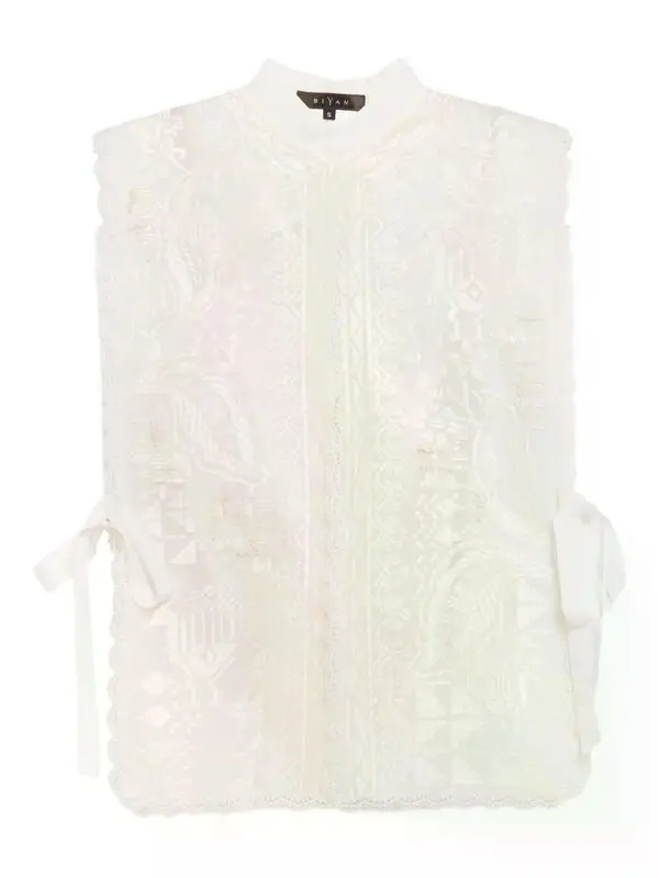 Biyan Graphic-embroidered Vest - Neutrals