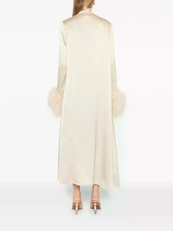 REEM AL DHAHERI Pleated Dress And Feather Coat Set