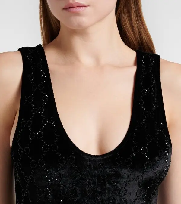 Gucci Gg Embellished Chenille Bodysuit