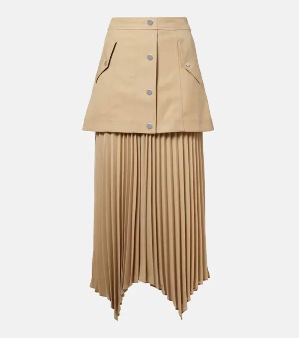 Veronica Beard Patricka Cotton Midi Skirt - Beige