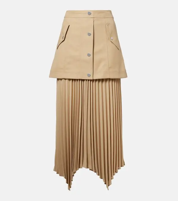 Veronica Beard Patricka Cotton Midi Skirt - Beige