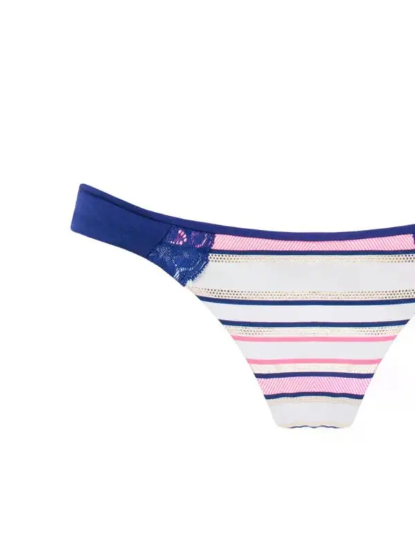 BEACH BUNNY Lace-detail Striped Bikini Bottom