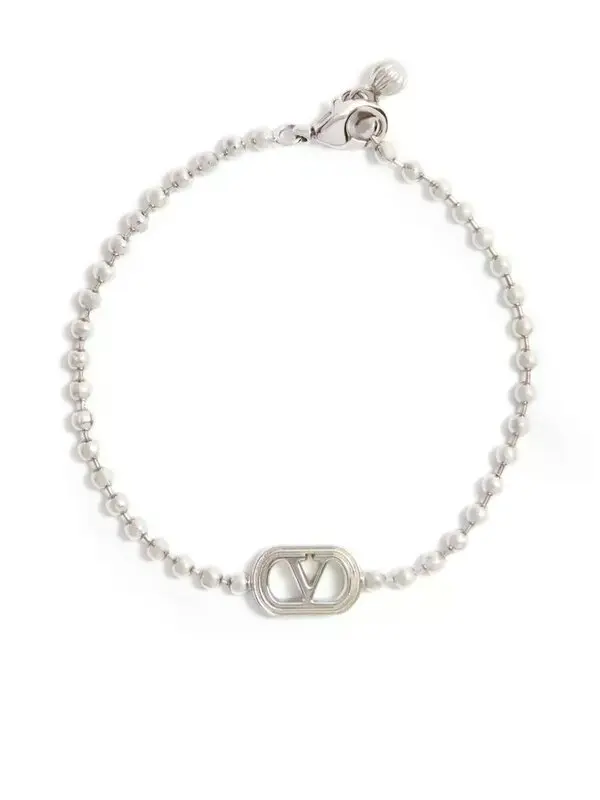Valentino Garavani Ovalette Logo Metal Bracelet - Silver