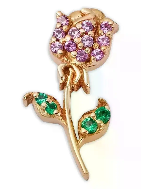 Loquet Pink Sapphire And Tsavorite Rose Charm - Gold