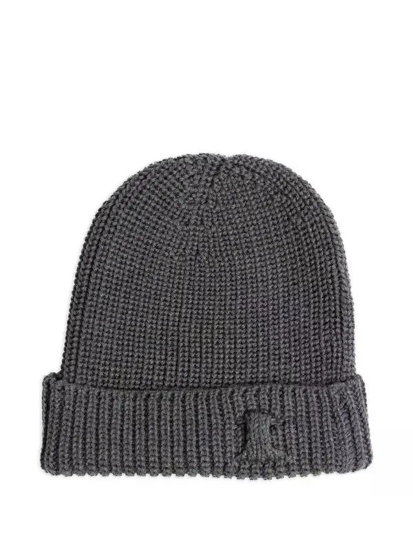 HANNES ROETHER Ribbed Turn-up Beanie Hat - Grey