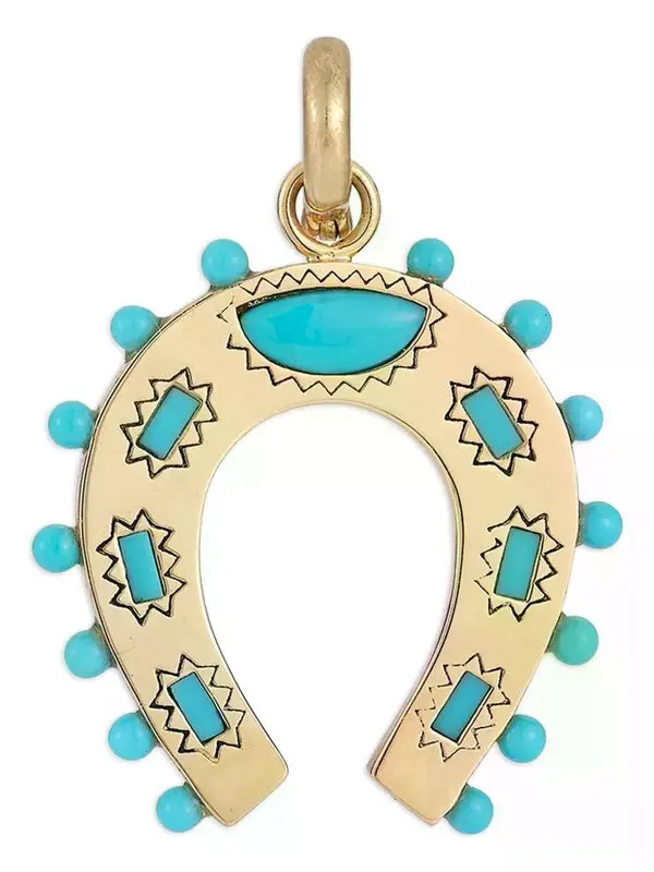STORROW JEWELRY Holly Horseshoe Turquoise Pendant - Gold