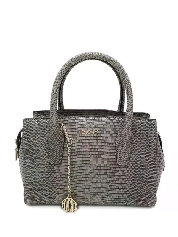 Dkny Vintage Lizard-embossed Leather Tote Bag - Grey