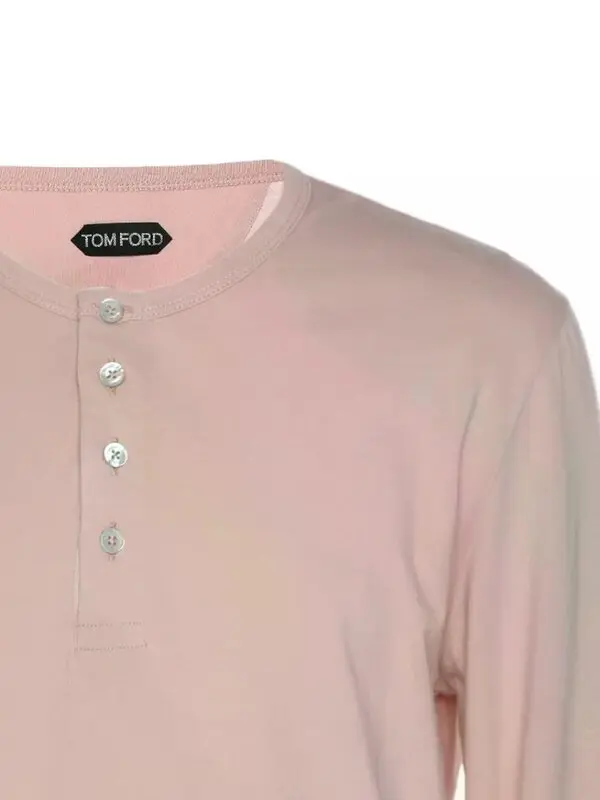 TOM FORD Henley Button-placket Long-sleeve T-shirt - Pink