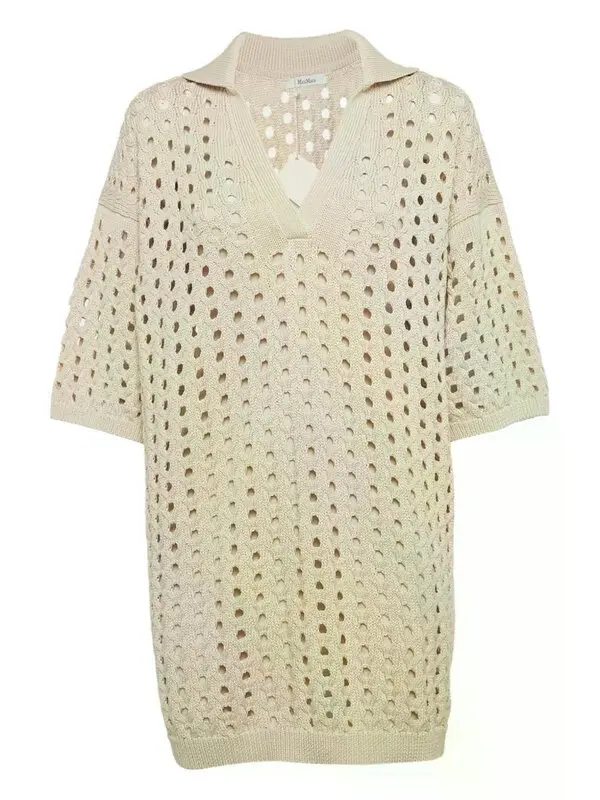 Max Mara Cut-out Knit Mini Dress - Neutrals