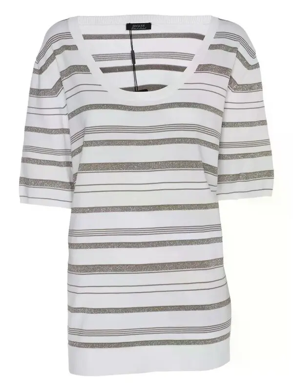 BASLER Striped Scoop-neck T-shirt