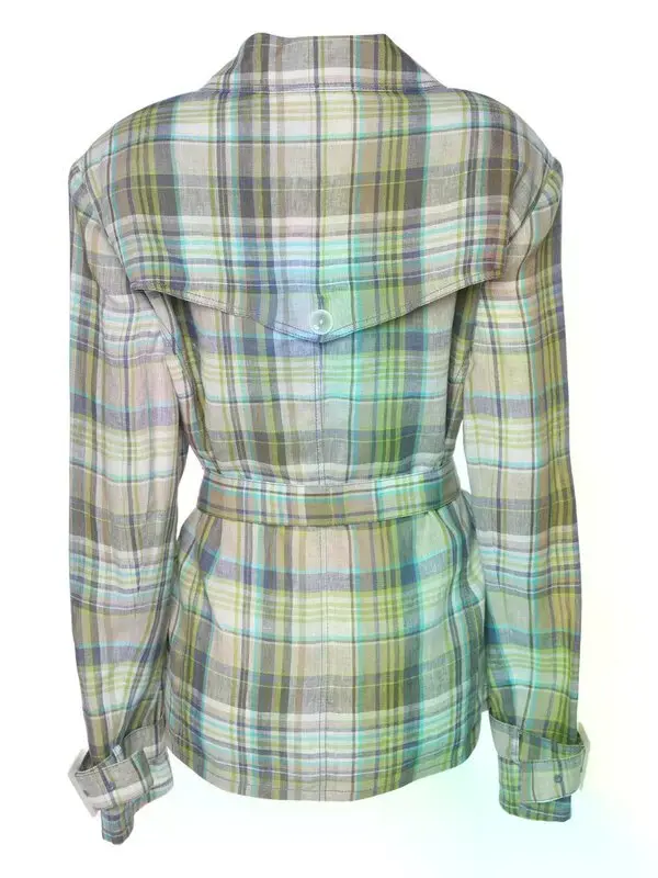 BASLER Checkered Belted Linen Jacket