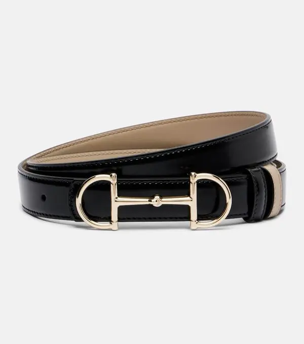 Gucci Horsebit Reversible Leather Belt - Black