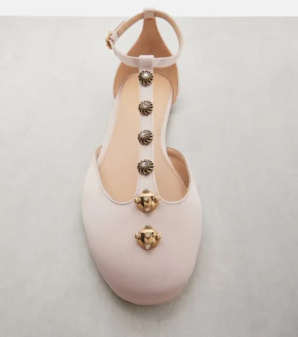 Chloé Celeste Embellished Satin Flats