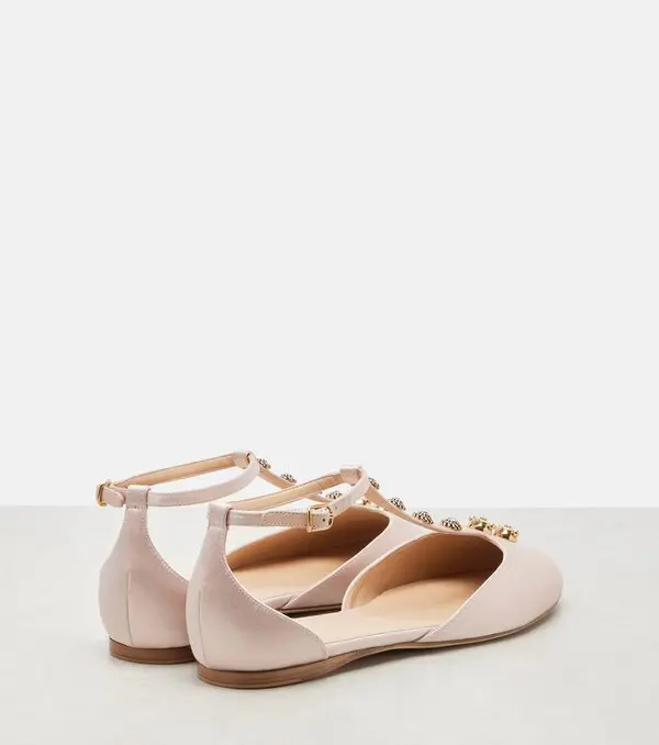 Chloé Celeste Embellished Satin Flats - Beige
