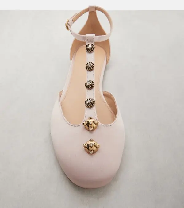 Chloé Celeste Embellished Satin Flats - Beige