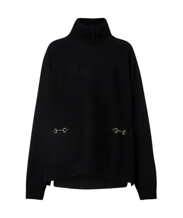Gucci Horsebit Wool-blend Turtleneck Sweater - Black