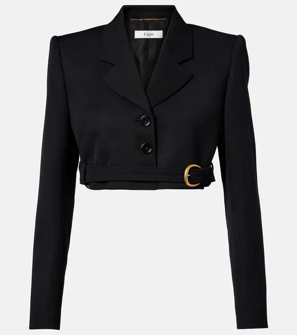 Chloé Cropped Virgin Wool Blazer - Black