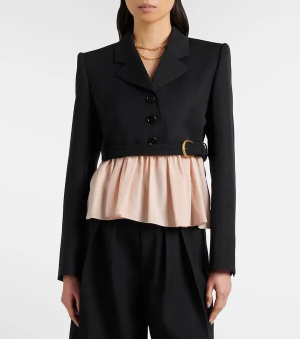 Chloé Cropped Virgin Wool Blazer With Belted Waist