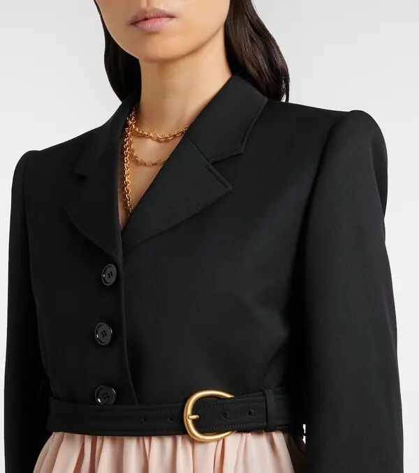 Chloé Cropped Virgin Wool Blazer With Belted Waist