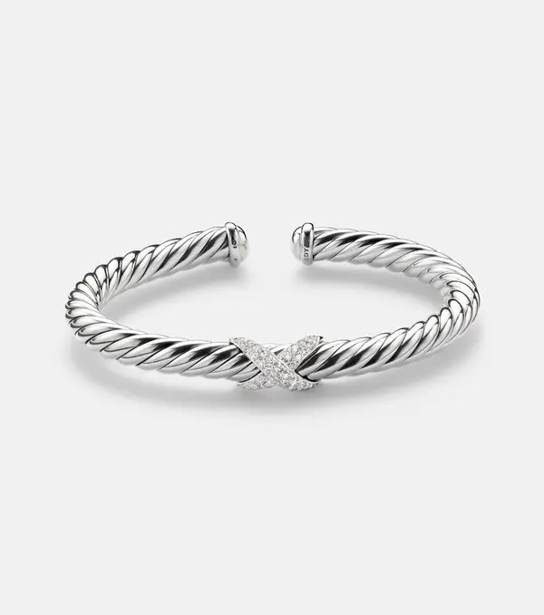 David Yurman Cable Flex Bracelet With Diamonds - Silver