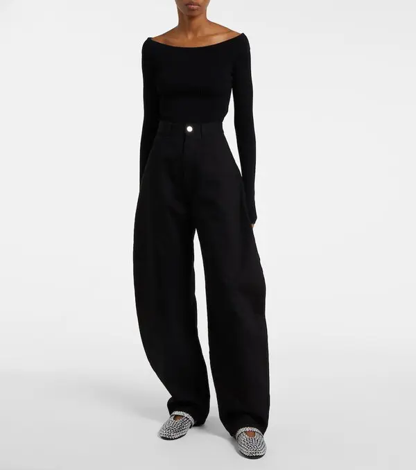 Alaïa Embellished Suede Mary Jane Flats - Black