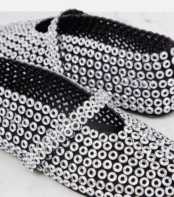 Alaïa Embellished Suede Mary Jane Flats - Black