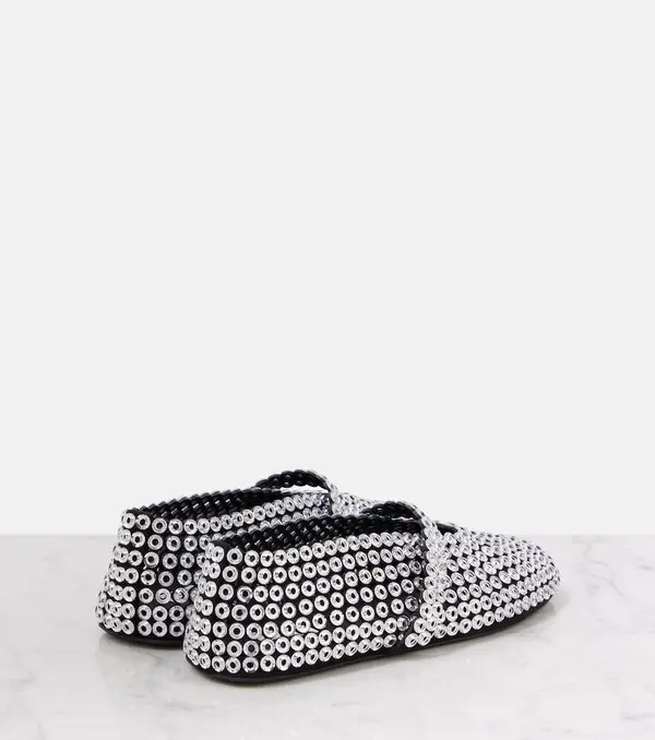 Alaïa Embellished Suede Mary Jane Flats - Black