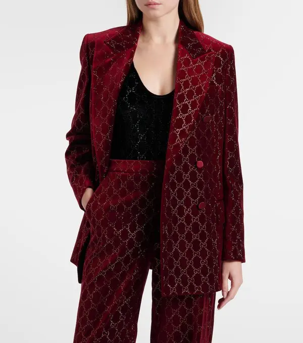 Gucci Gg Embellished Cotton Velvet Blazer
