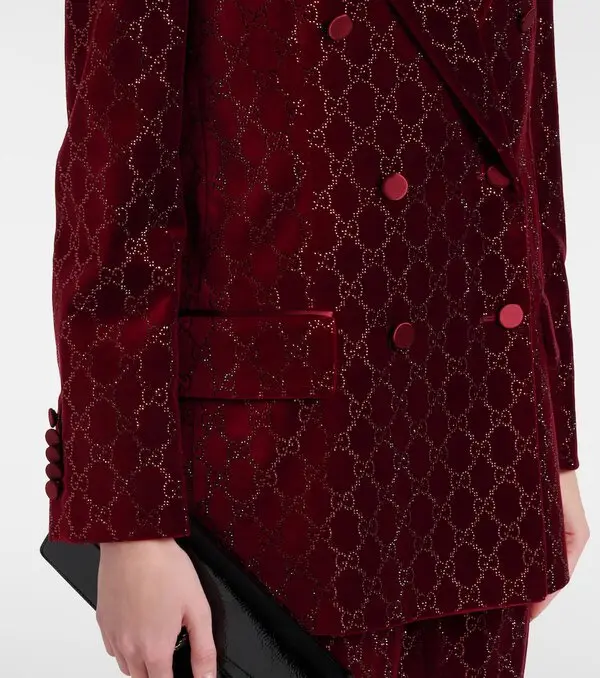 Gucci Gg Embellished Cotton Velvet Blazer