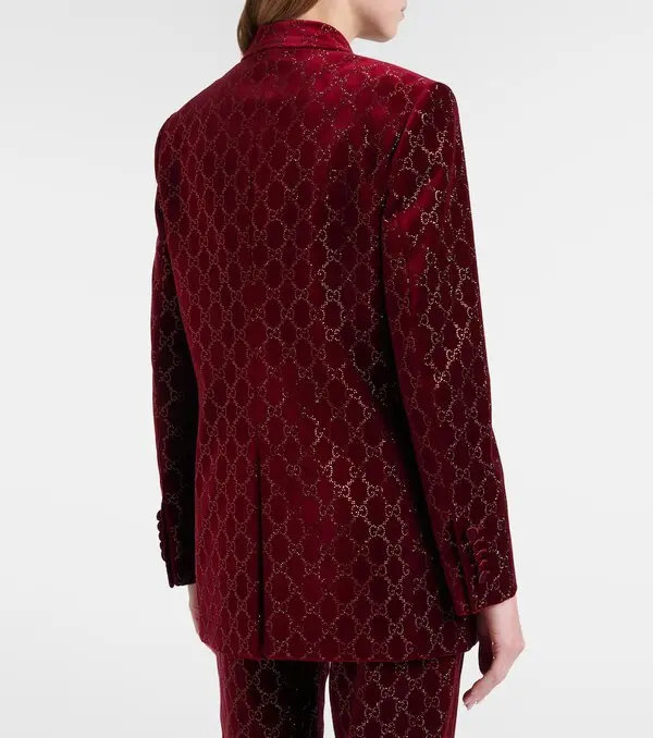 Gucci Gg Embellished Cotton Velvet Blazer