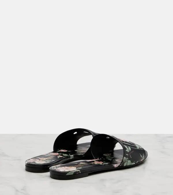 Dolce & Gabbana Floral Leather Slides