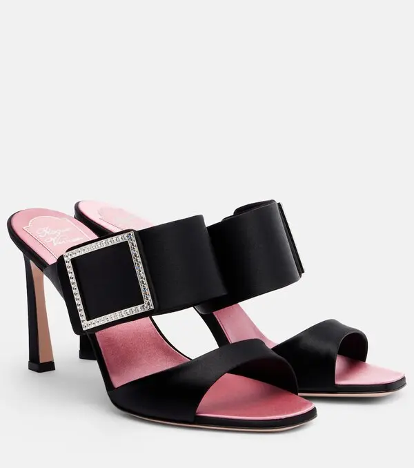 ROGER VIVIER Trompette Embellished Mules - Black