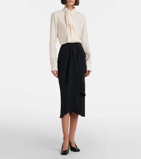 Givenchy Draped Crêpe Cady Midi Skirt