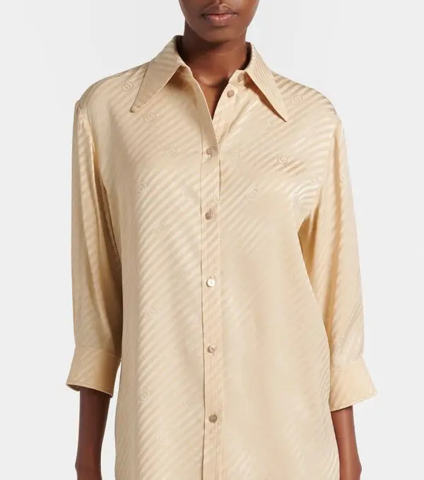 Gucci Interlocking G Striped Silk Shirt