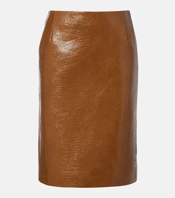 Gucci Embossed Leather Pencil Skirt