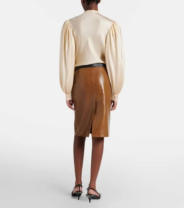 Gucci Embossed Leather Pencil Skirt