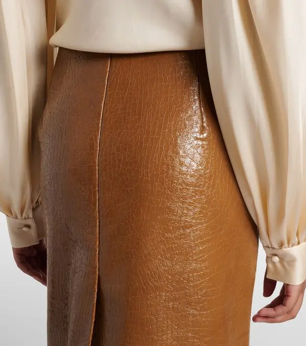 Gucci Embossed Leather Pencil Skirt