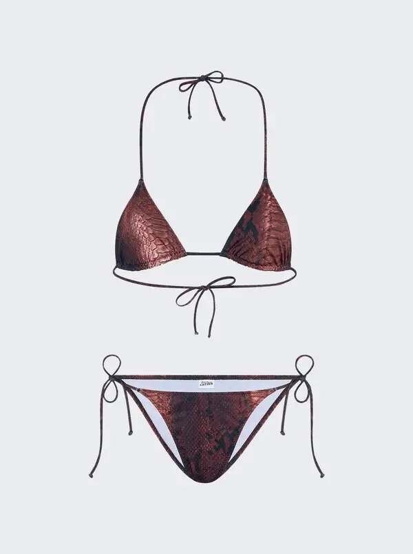 Jean Paul Gaultier Python Print String Bikini Set - Brown