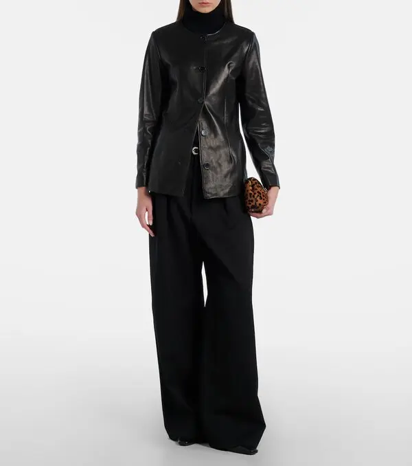 Nour Hammour Maud Leather Jacket - Black