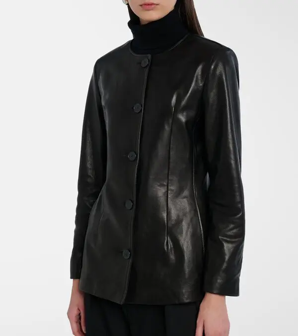 Nour Hammour Maud Leather Jacket - Black