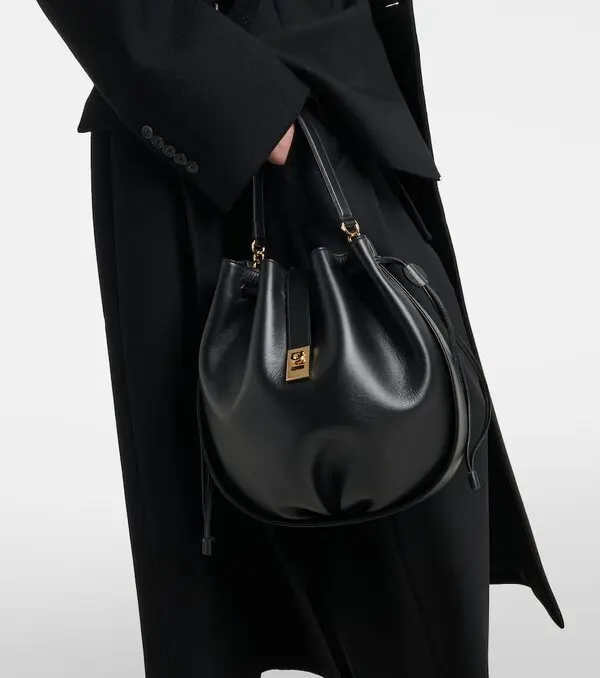 FERRAGAMO Hug Leather Bucket Bag - Black