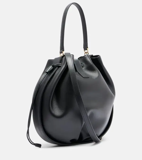 FERRAGAMO Hug Leather Bucket Bag - Black