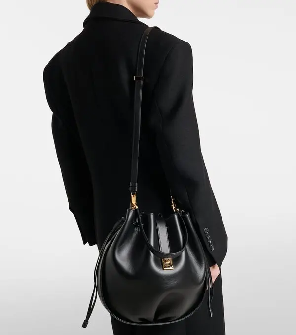 FERRAGAMO Hug Leather Bucket Bag - Black