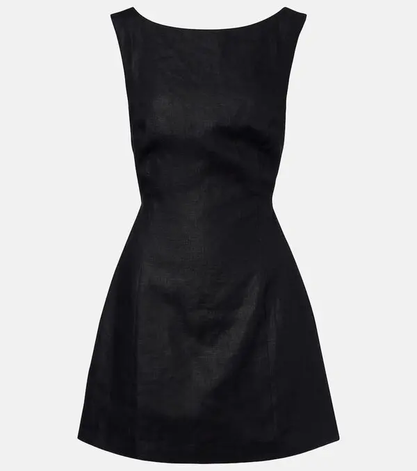 Faithfull The Brand Sofia Linen Mini Dress - Black