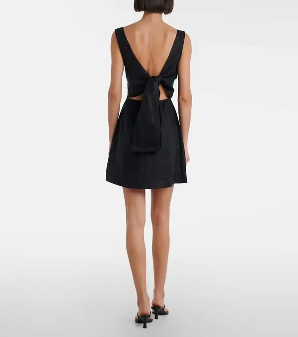 Faithfull The Brand Sofia Linen Mini Dress - Black