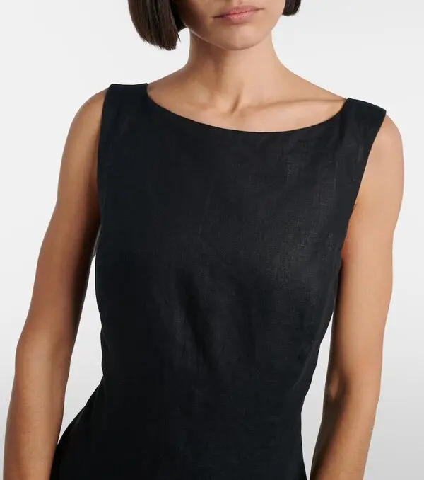Faithfull The Brand Sofia Linen Mini Dress - Black